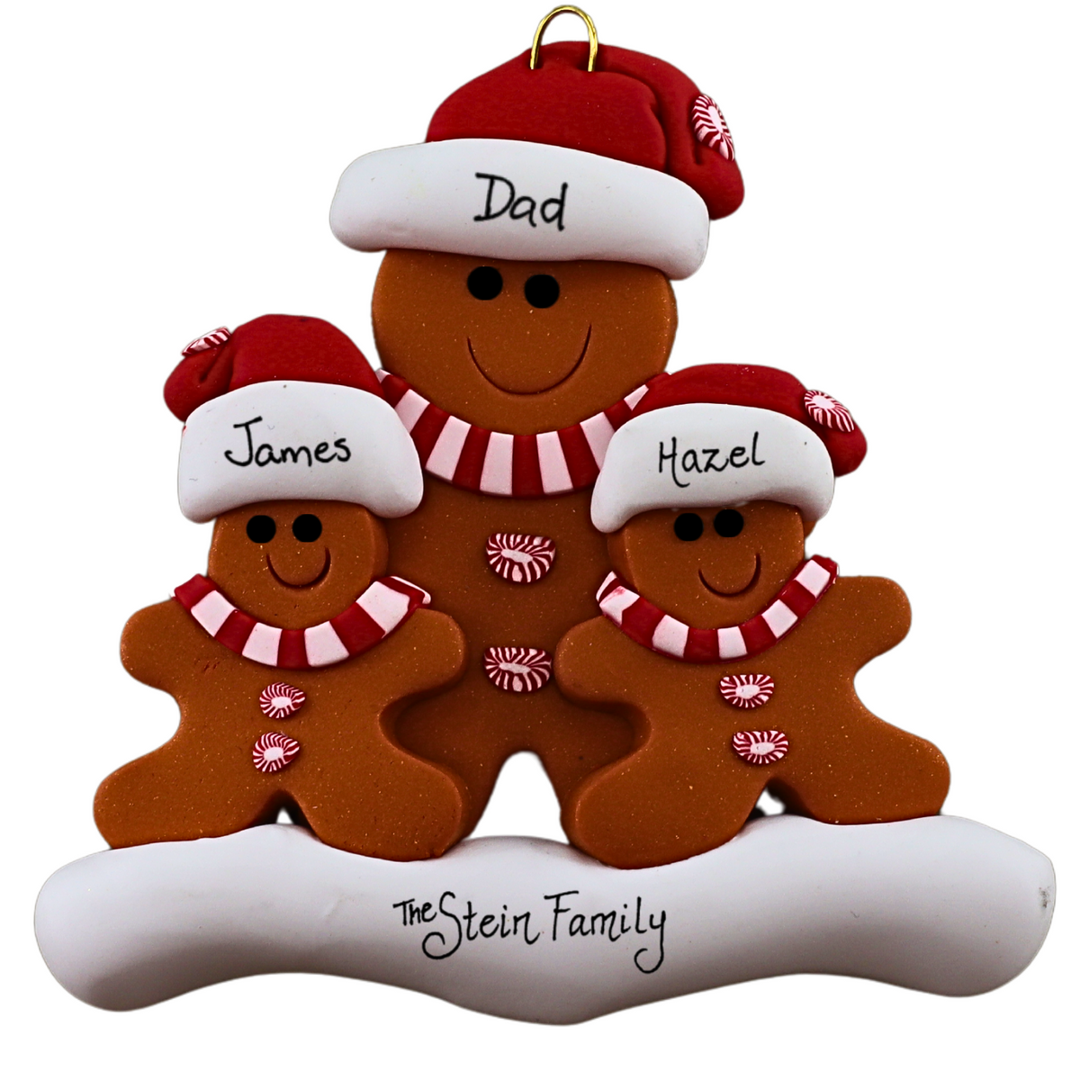 Single Parent Gingerbread Family of 3 Christmas Ornament — Ornamentopia