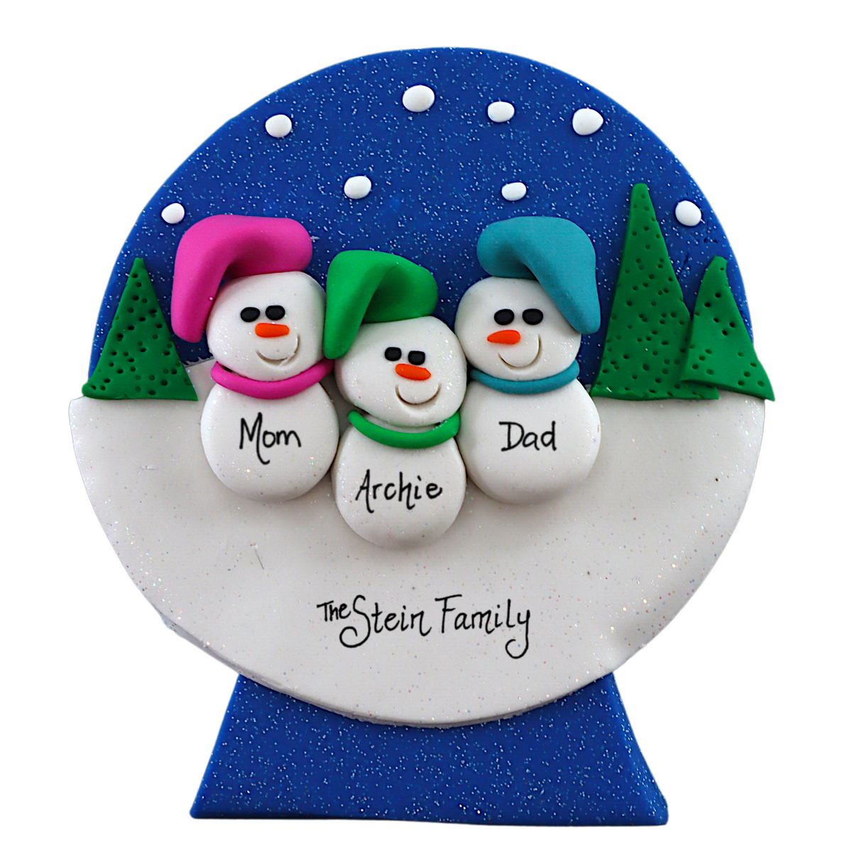 Snow Globe Family of 3 Christmas Ornament — Ornamentopia